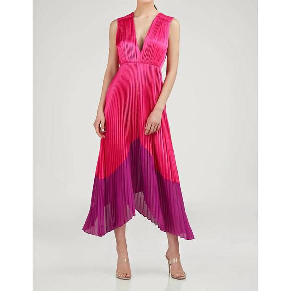 AMUR | Dresses | New Amur Amelia Pleated Midi Dress In Rosie Grape ...